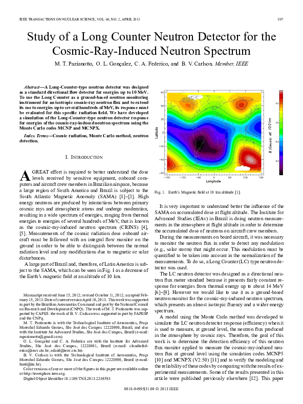 (PDF) Study of a Long Counter Neutron Detector for the Cosmic-Ray ...