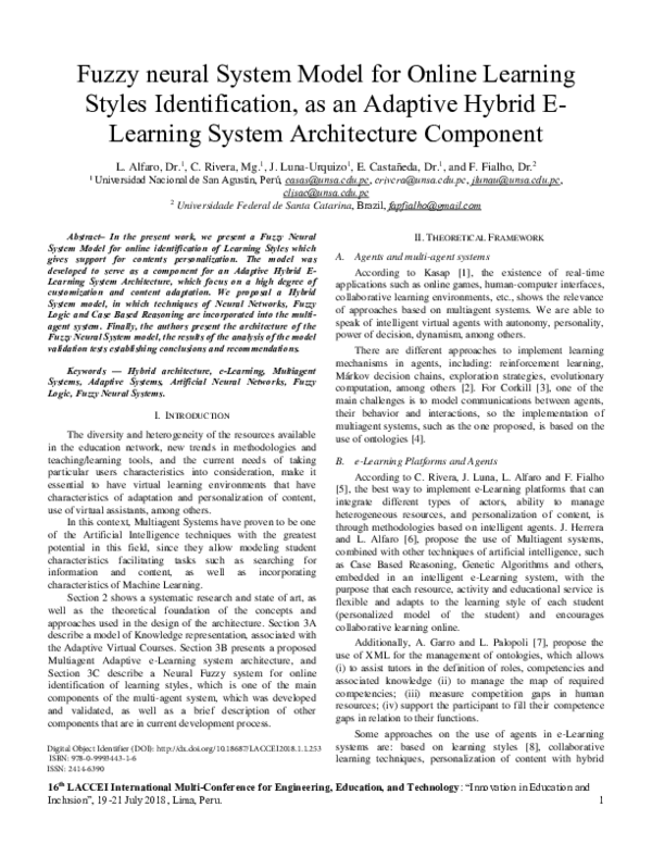 Pdf Fuzzy Neural System Model For Online Learning Styles