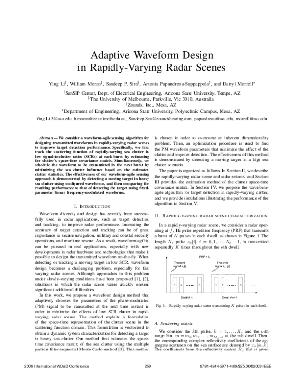 (PDF) Adaptive waveform design in rapidly-varying radar scenes