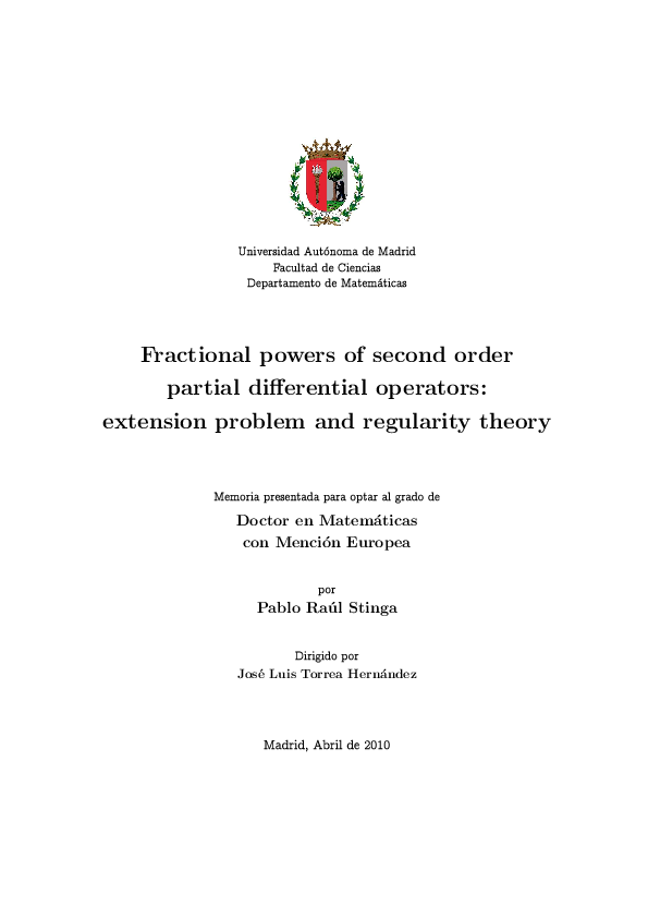 Pdf Fractional Powers Of Second Order Partial Differential Operators Extension Problem And