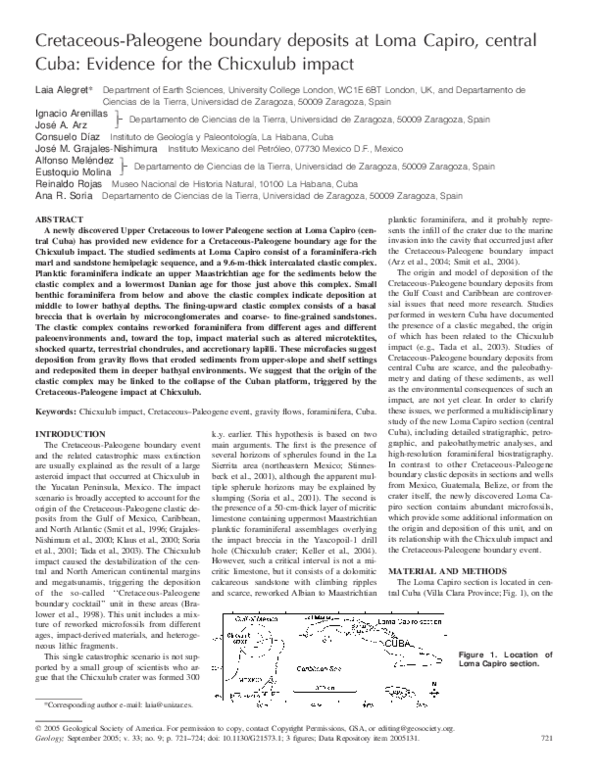 (PDF) Cretaceous-Paleogene boundary deposits at Loma Capiro, central ...