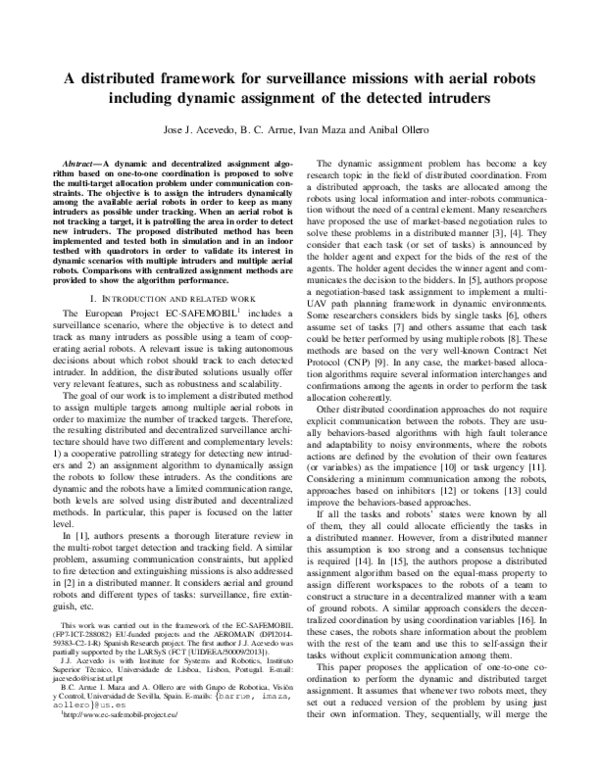 (PDF) A distributed framework for surveillance missions with aerial ...