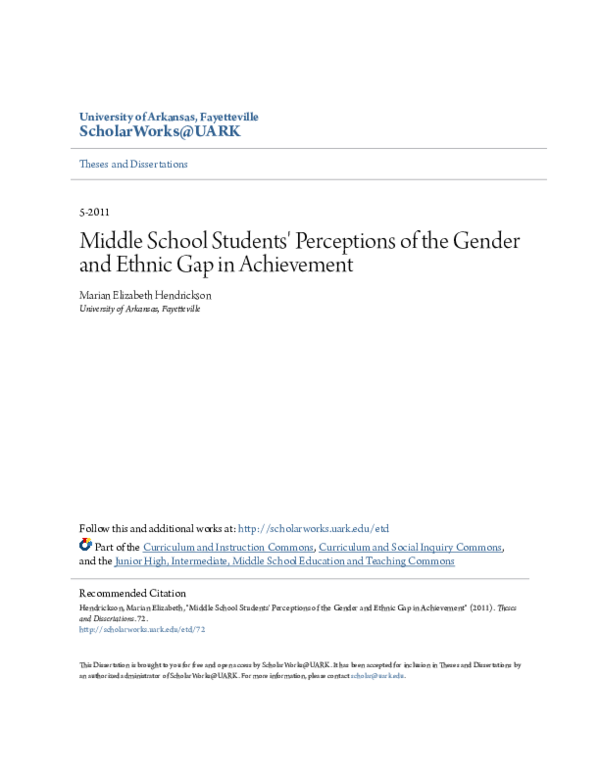 (PDF) Middle School Students\u27 Perceptions of the Gender and Ethnic Gap in Achievement ...