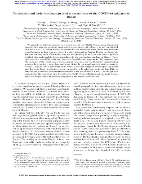 (PDF) Projections and early-warning signals of a second wave of the ...