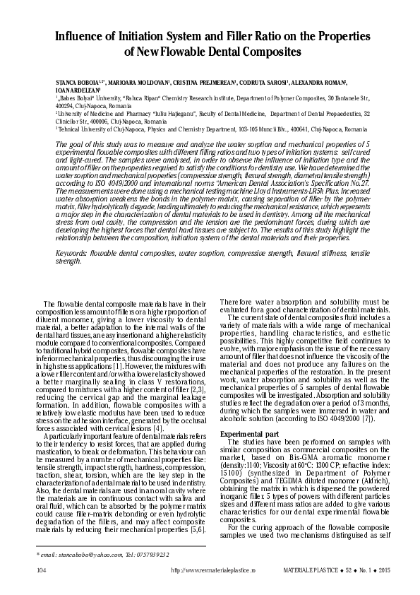 (PDF) Influence of initiation system and filler ratio on the properties ...