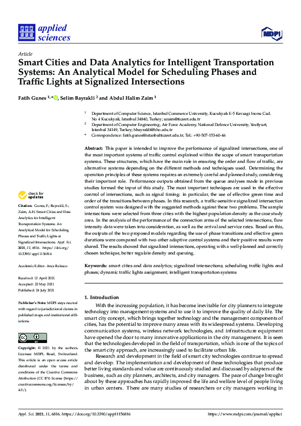 (PDF) Smart Cities and Data Analytics for Intelligent Transportation ...