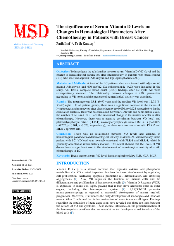 (PDF) The significance of Serum Vitamin D Levels on Changes in ...