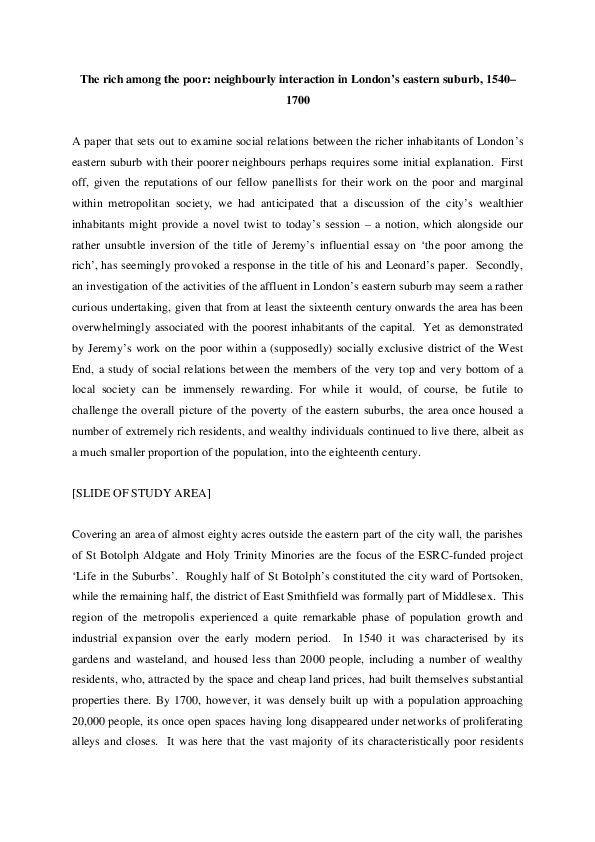(PDF) The rich among the poor: neighbourly interaction in London’s ...