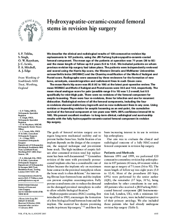 (PDF) Hydroxyapatite-ceramic-coated femoral stems in revision hip surgery
