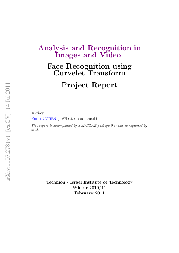Pdf Face Recognition Using Curvelet Transform