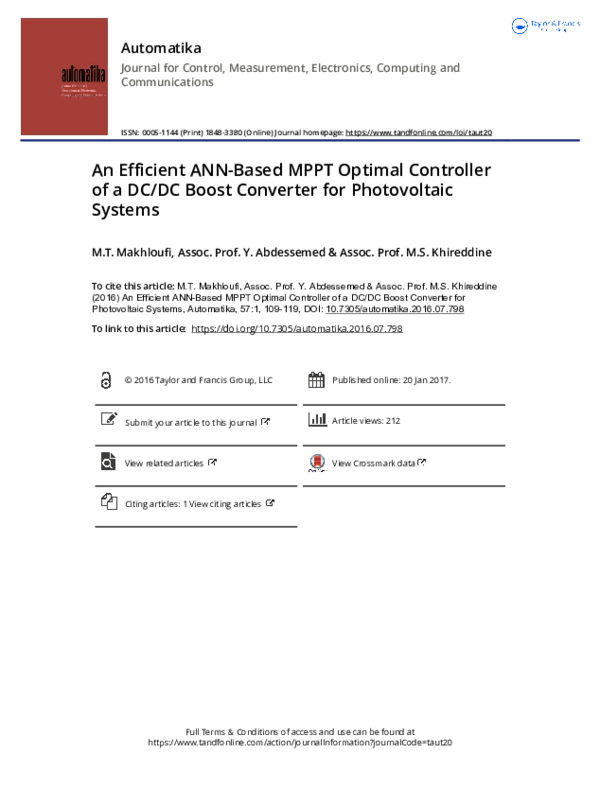 Pdf An Efficient Ann Based Mppt Optimal Controller Of A Dcdc Boost Converter For Photovoltaic