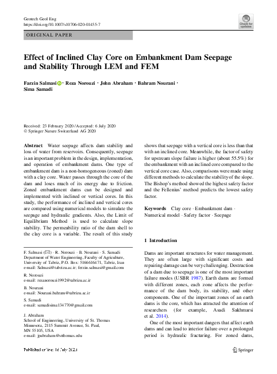 (PDF) Inclined vs Vertical Clay Cores in Embankment Dam Stability