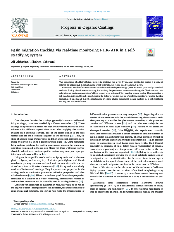 (PDF) Resin migration tracking via real-time monitoring FTIR- ATR in a ...