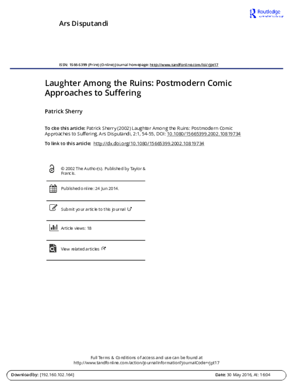 (PDF) Laughter Among the Ruins: Postmodern Comic Approaches to Suffering