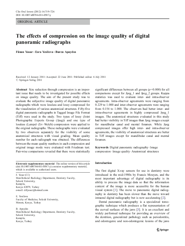 (PDF) The effects of compression on the image quality of digital ...
