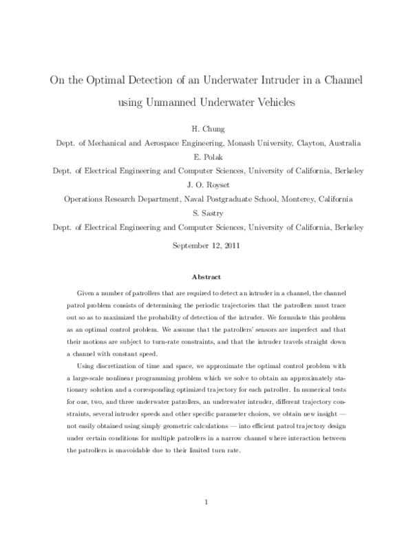 (PDF) On the optimal detection of an underwater intruder in a channel ...
