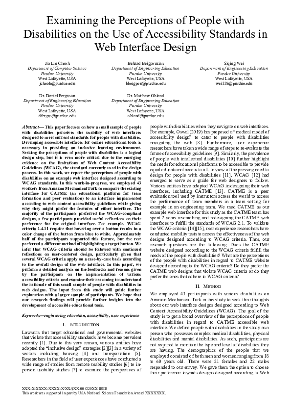 (PDF) Examining the Perceptions of People with Disabilities on the Use of Accessibility ...