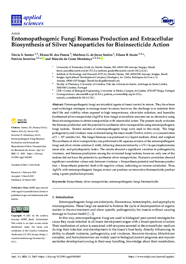 (PDF) Entomopathogenic Fungi Biomass Production and Extracellular Biosynthesis of Silver ...