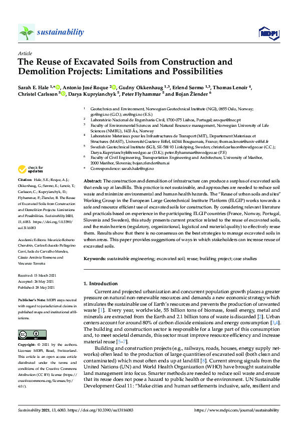 (PDF) The Reuse of Excavated Soils from Construction and Demolition ...