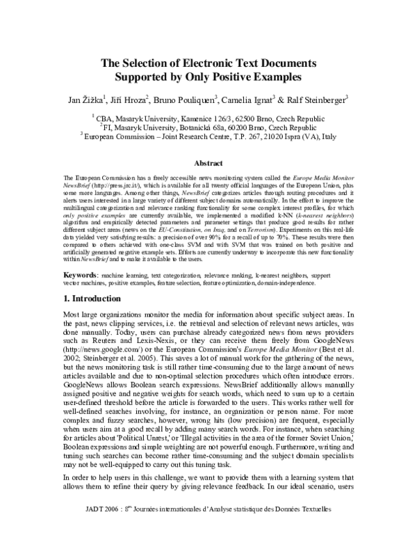(PDF) The selection of electronic text documents supported by only ...