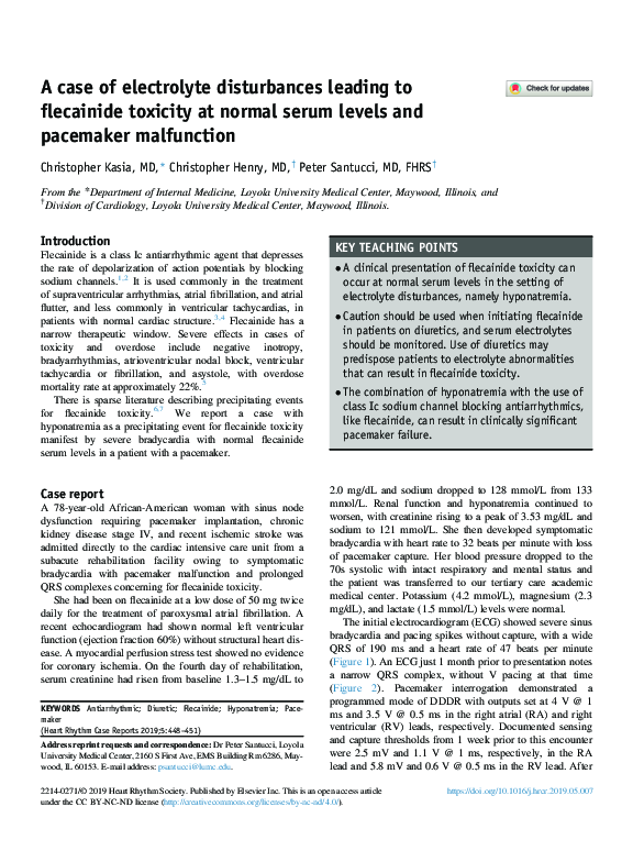 (PDF) A Case of Electrolyte Disturbances Leading to Flecainide Toxicity ...