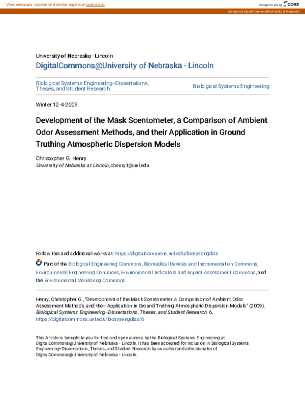 (PDF) Development of the mask scentometer, a comparison of ambient odor ...
