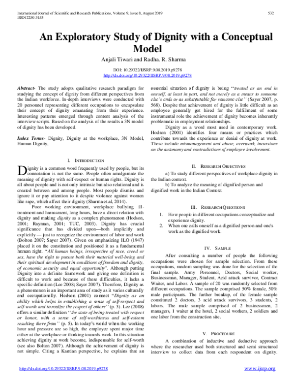 (PDF) An Exploratory Study of Dignity with a Conceptual Model