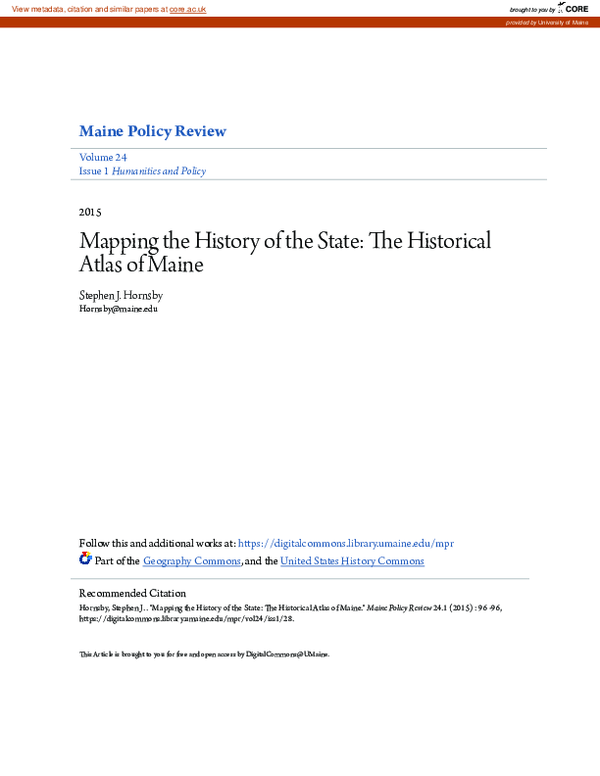 (PDF) Mapping the History of the State: The Historical Atlas of Maine