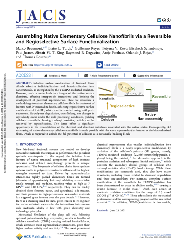 (PDF) Assembling Native Elementary Cellulose Nanofibrils via a ...