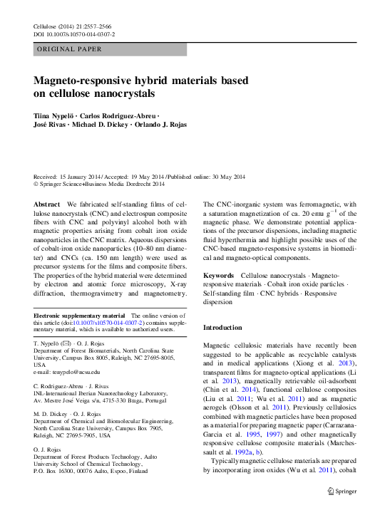 (PDF) Magneto-responsive hybrid materials based on cellulose ...