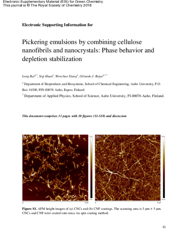 (PDF) Pickering emulsions by combining cellulose nanofibrils and ...