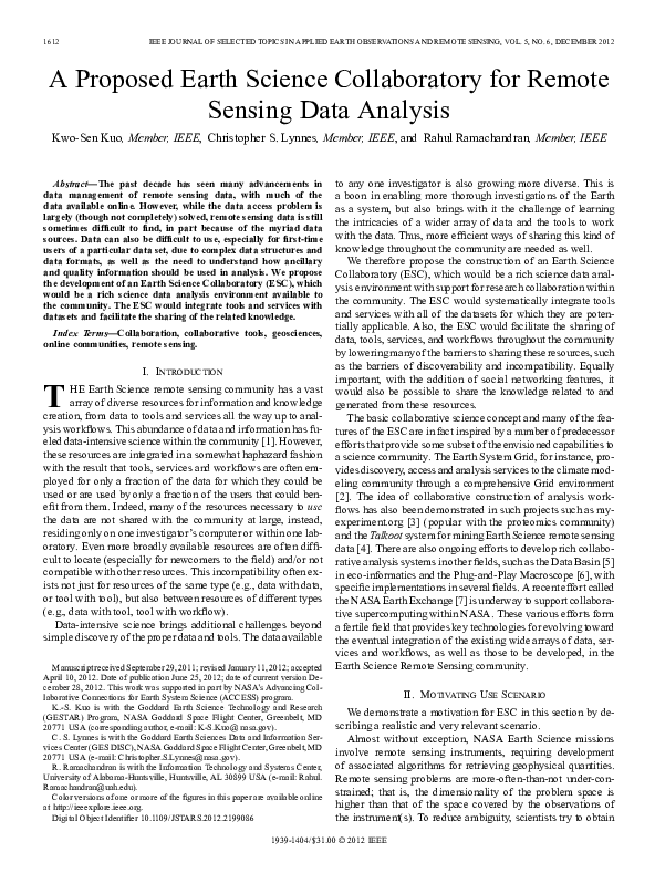 (PDF) A Proposed Earth Science Collaboratory for Remote Sensing Data Analysis
