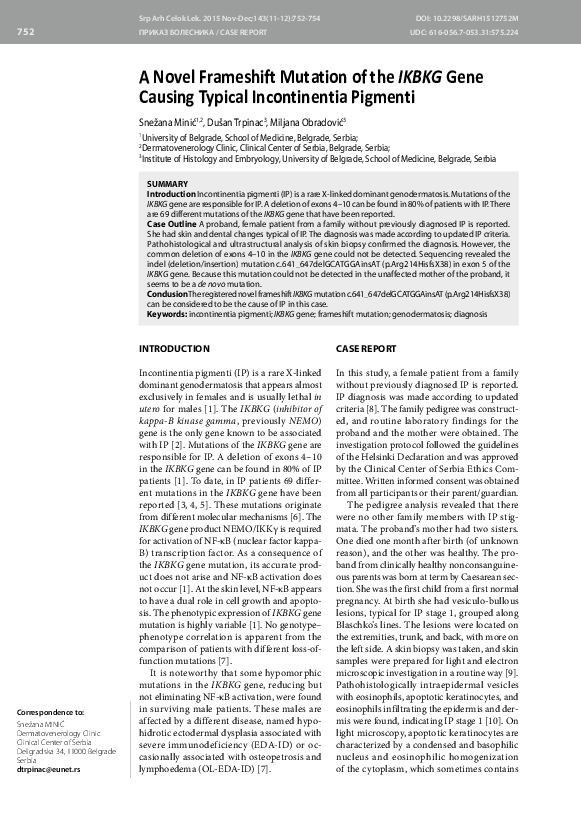 (PDF) A novel frameshift mutation of the IKBKG gene causing typical ...