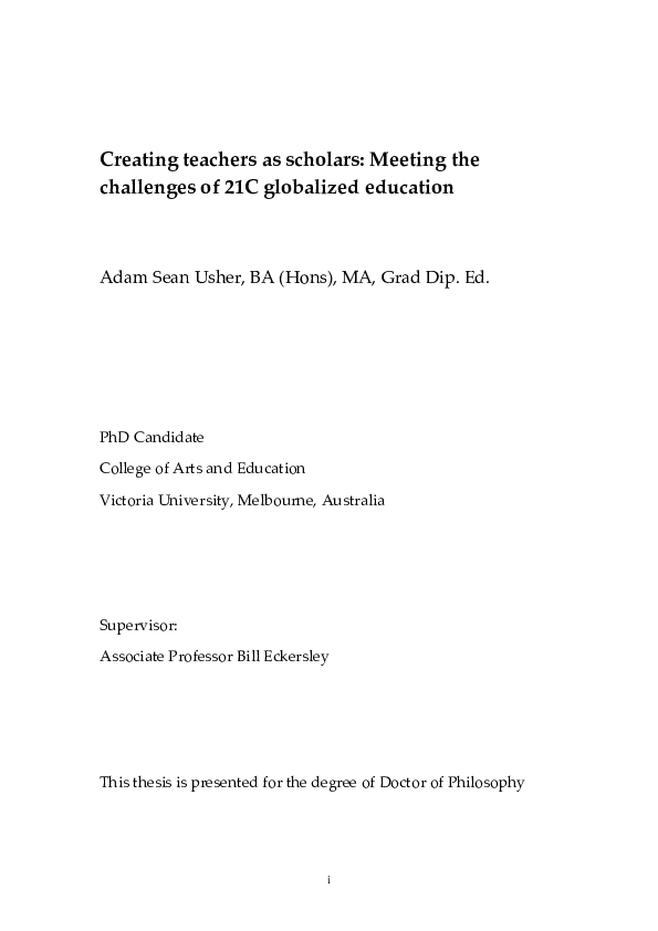 (PDF) Creating teachers as scholars: Meeting the challenges of 21C ...