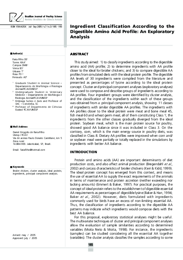 (PDF) Ingredient classification according to the digestible amino acid ...