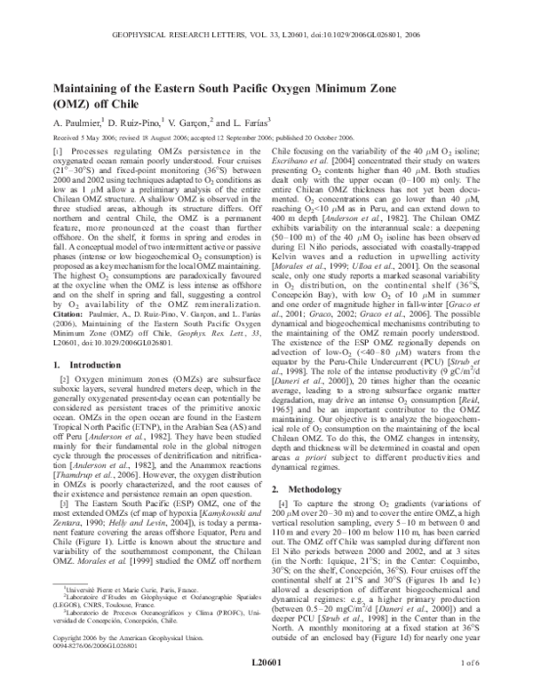 (PDF) Maintaining of the Eastern South Pacific Oxygen Minimum Zone (OMZ ...