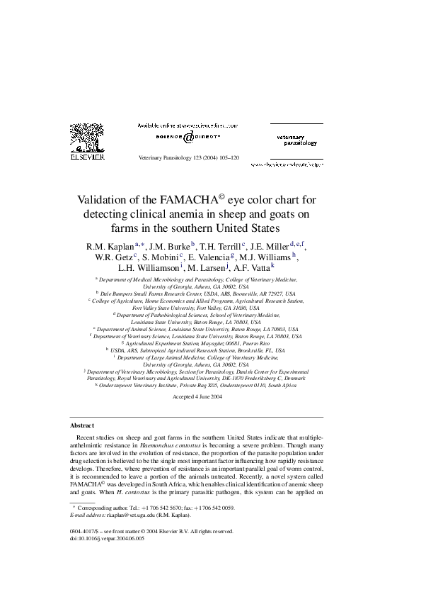 (PDF) Validation of the FAMACHA© eye color chart for detecting clinical ...