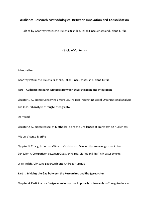 (PDF) Audience Research Methodologies