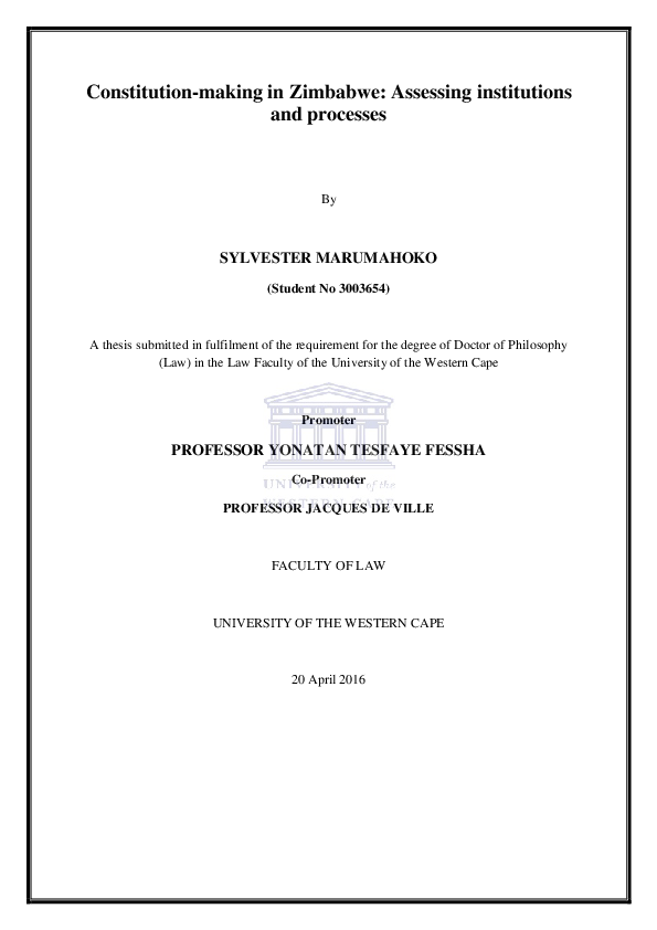 (PDF) Constitution-making in Zimbabwe : assessing institutions and ...