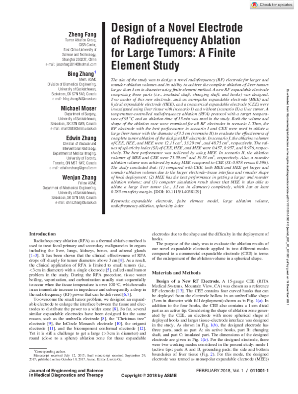 (PDF) Design of a Novel Electrode of Radiofrequency Ablation for Large Tumors: A Finite Element ...