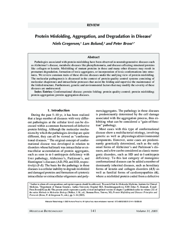 (PDF) Protein Misfolding, Aggregation, and Degradation in Disease