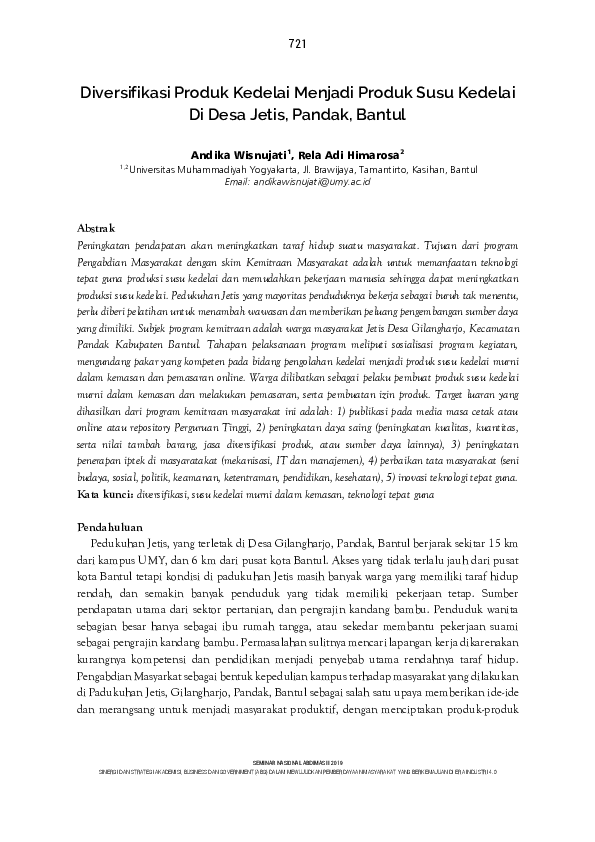 (PDF) Diversifikasi Produk Kedelai Menjadi Produk Susu Kedelai Di Desa ...