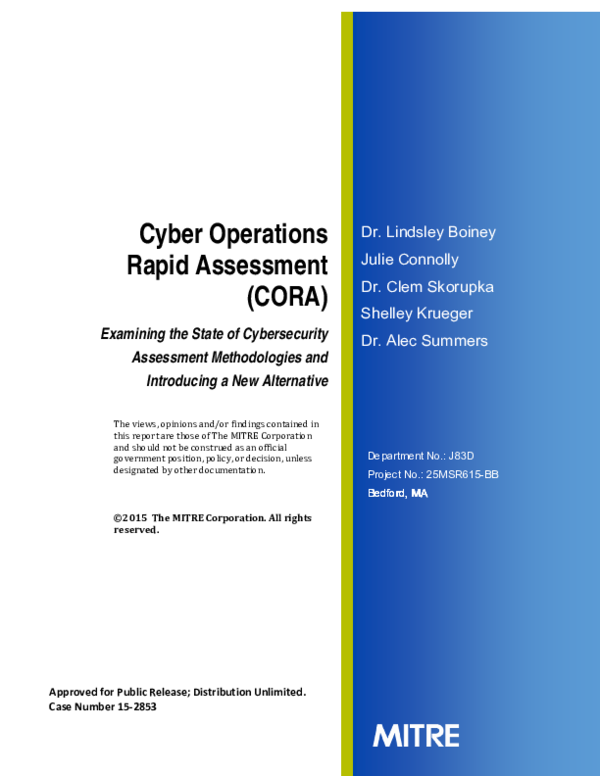 (PDF) Cyber Operations Rapid Assessment (CORA): Examining the State of ...