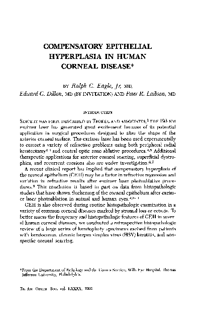 (PDF) Compensatory Epithelial Hyperplasia in Human Corneal Disease