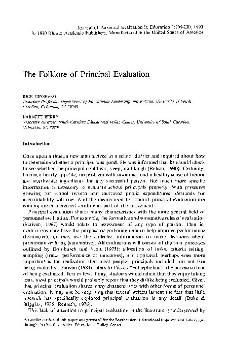 (PDF) The folklore of principal evaluation