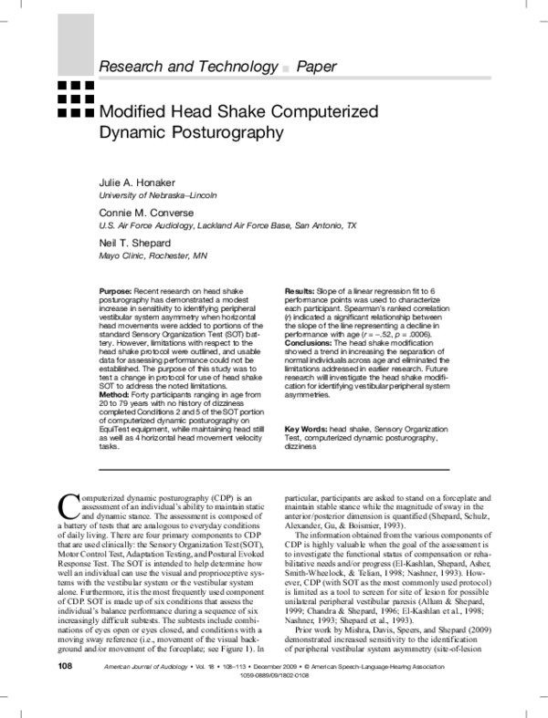 (PDF) Modified Head Shake Computerized Dynamic Posturography