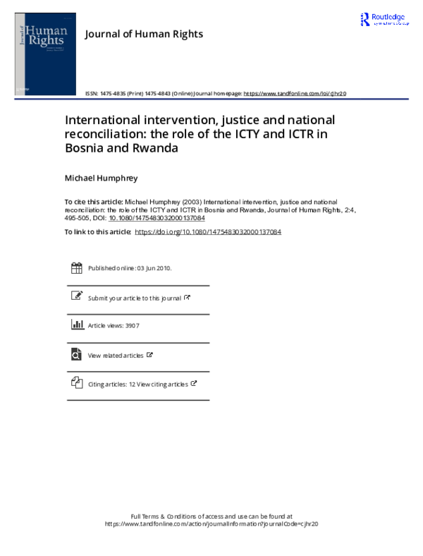 (PDF) International intervention, justice and national reconciliation ...