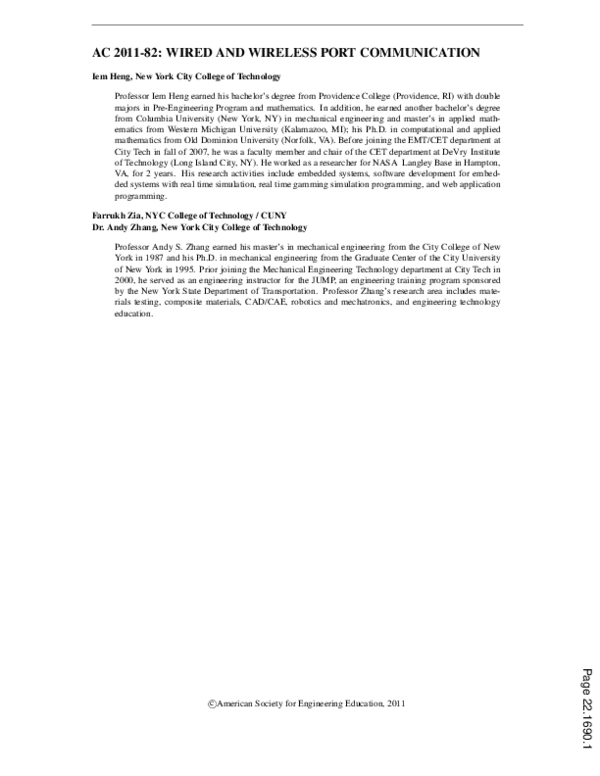 (PDF) Wired and Wireless Port Communication