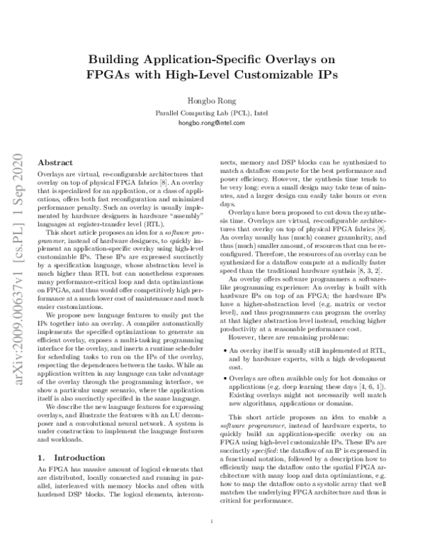 (PDF) Customizable High-Level IPs for FPGA Application Overlays