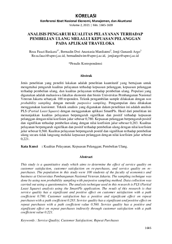 (PDF) Analisis Pengaruh Kualitas Pelayanan Terhadap Pembelian Ulang Melalui Kepuasan Pelanggan ...